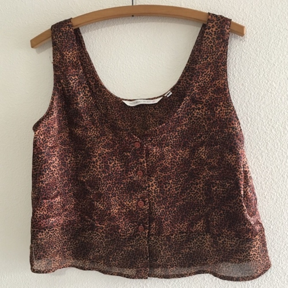 Victoria's Secret Satin Leopard Print Pajama Top - Gem